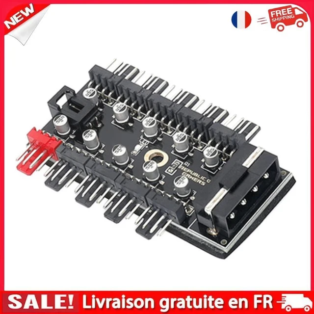 1 TO 10 4Pin PWM Cooling Fans HUB PC Large 4D Port Power Speed ...