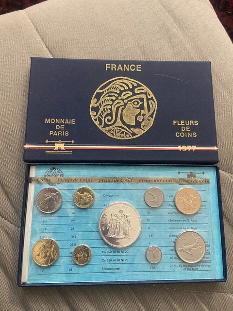 COFFRET FLEUR DE Coins FDC 50 FRANCS 1977 - 9 pièces Francs - France ...