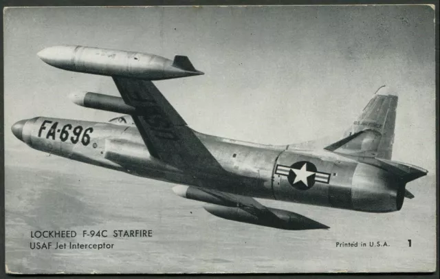 LOCKHEED F-94C STARFIRE USAF Jet Interceptor Plane Aviation Postal Card ...