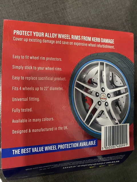 RIMBLADES COLOUR-RED.CAR ALLOY Wheel Rim Edge Protectors Guards Strips ...