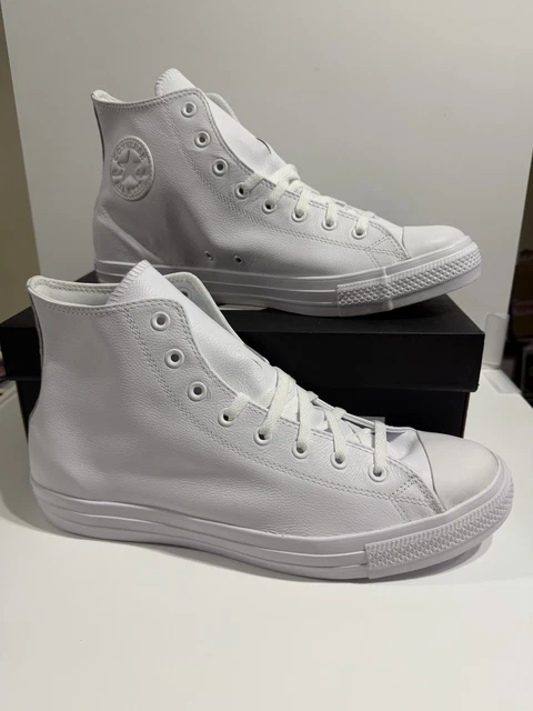 CONVERSE CHUCK TAYLOR All Star CTAS Hi White Leather Trainers 1T406 ...
