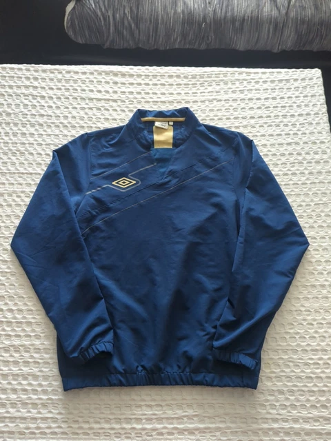 VINTAGE RETRO 90S Umbro Drill Top Navy Gold Trim Football Size M ...
