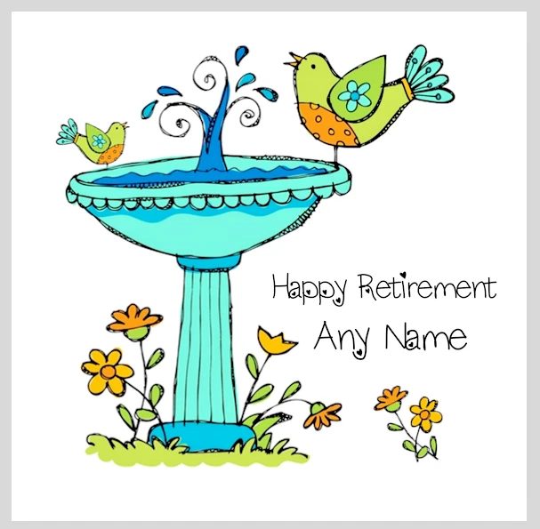 PERSONALISED HAPPY RETIREMENT card gardening birds cute relax good luck ...
