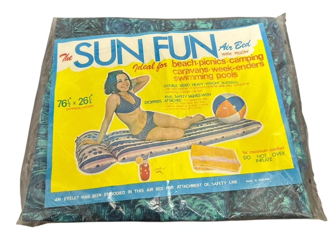 VINTAGE LILO INFLATABLE Mattress Pool Beach Lounger Holiday Retro 70's ...