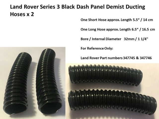 LAND ROVER SERIES III - 3 Black Dash Panel Demist Duct Hoses x 2 £11.12 ...