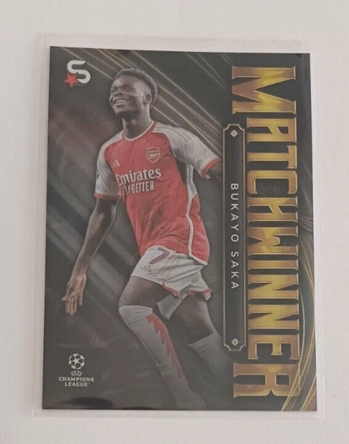 CARTE CARD MATCHWINNER Bukayo SAKA Arsenal TOPPS UCC SUPERSTARS 2023/ ...
