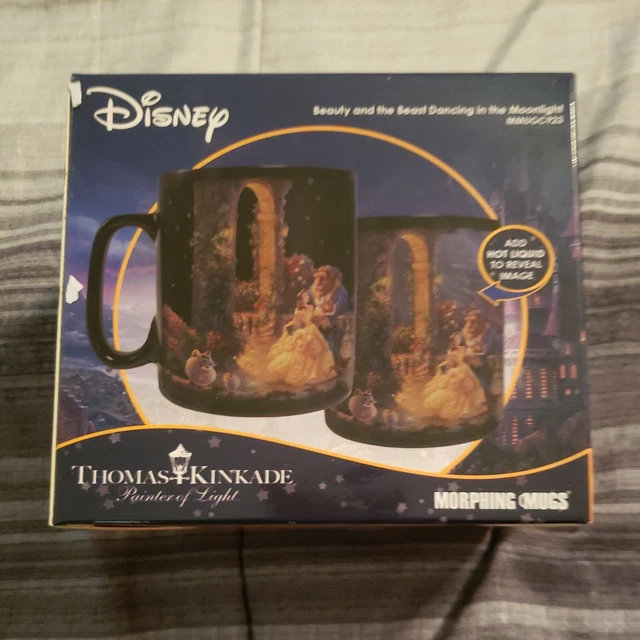 DISNEY BEAUTY AND the Beast Thomas Kinkade 16 oz. Heat Changing Morphing Mug VTG £16.76 ...