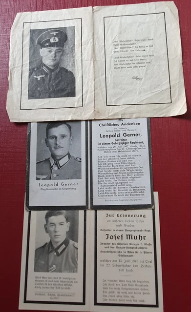ORIGINAL GERMAN WW2 death Cards Lot X 3 Sterbebild Wk2 Konvolut £11.99 ...