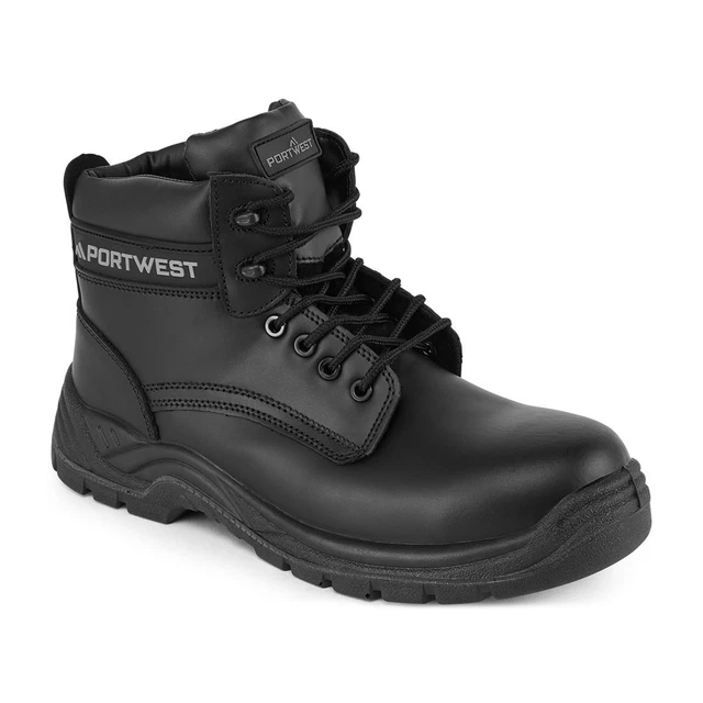 MENS LEATHER ANKLE Safety Boots Lace Up Composite Toe Cap Work Boots ...