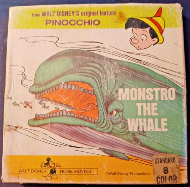 VINTAGE WALT DISNEY Pinocchio Monstro the Whale Super 8 mm B&W Silent ...