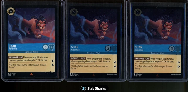 2023 DISNEY LORCANA Scar Mastermind 158/204 3 Card Lot (2 Cold Foil) $7 ...