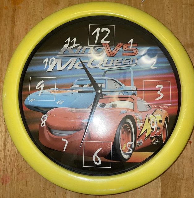 DISNEY CARS LIGHTNING McQueen VS King Pixar Rare Bedroom Wall Clock £14 ...
