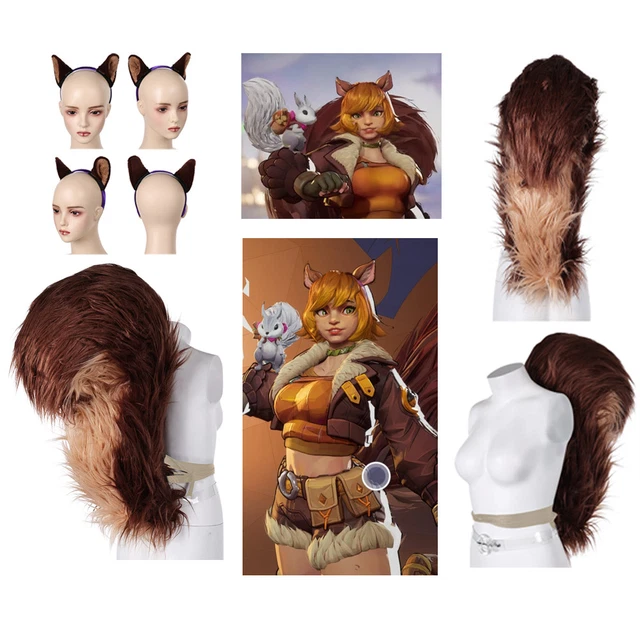 MARVEL RIVALS DOREEN Green Squirrel Girl Tail Cosplay Squirrel Tail+Ear ...