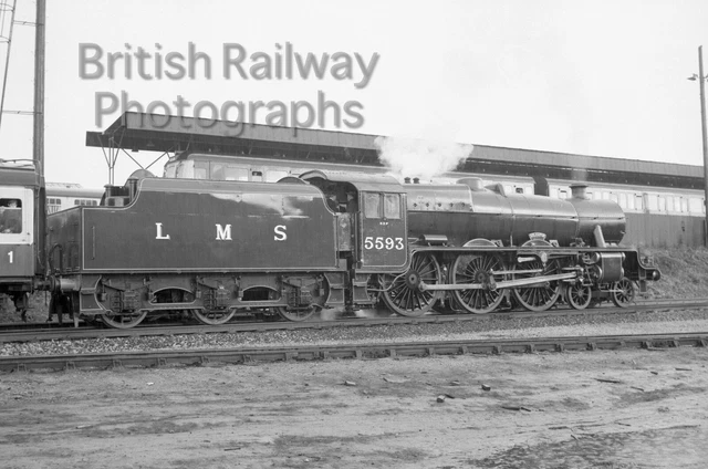 LARGER NEGATIVE BR British Railways Steam Loco LMS 5593 6P at Tysley ...