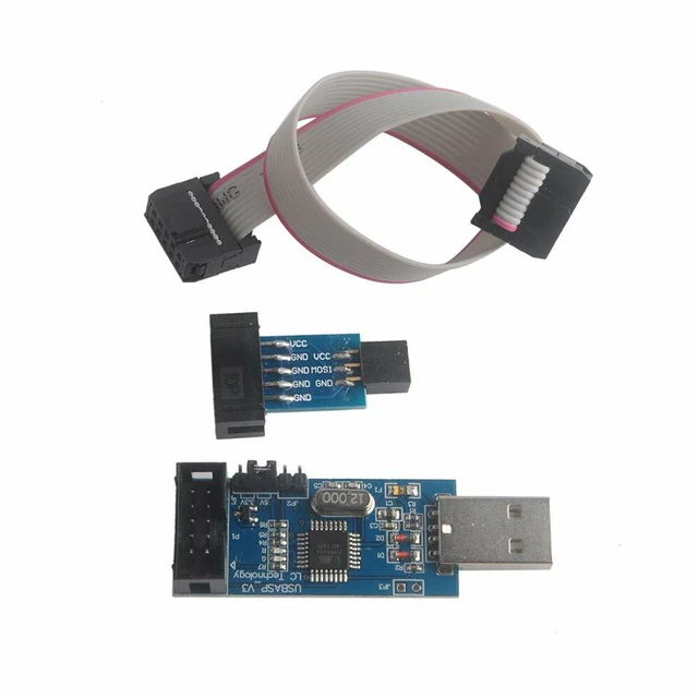 USBASP USBISP AVR Programmer USB Adapter + 6-to 10 Pin IDC ISP ...