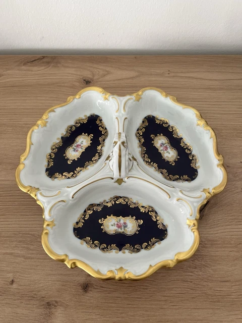 REICHENBACH PORZELLAN ECHT Kobalt Germany Schale Tablett 3 Fächer EUR ...