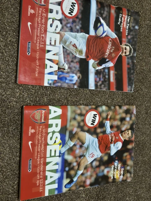 ARSENAL PROGRAMME 2011 arsenal vs Everton and Wolverhampton VGC £10.69 ...