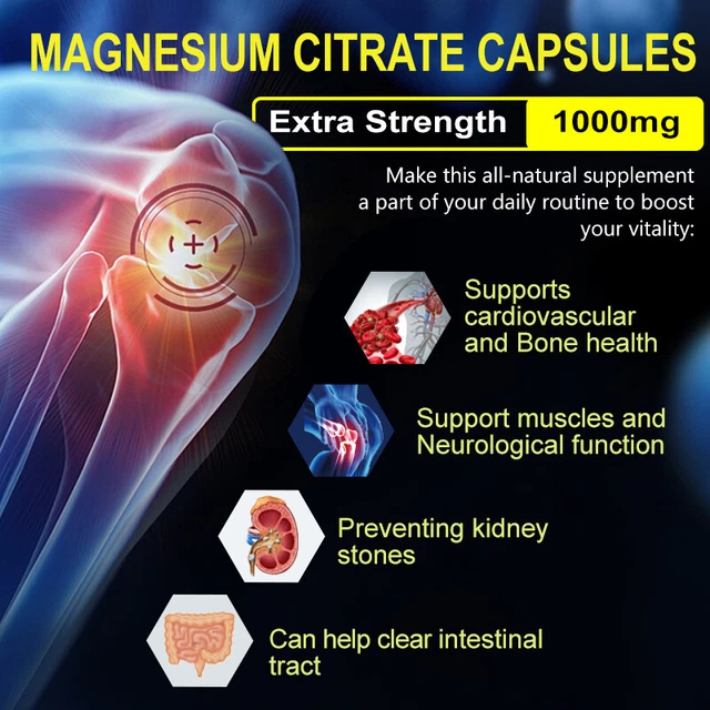 MAGNESIUM CITRATE 1000MG (120/240/480 Capsules) Restless Legs Syndrome ...