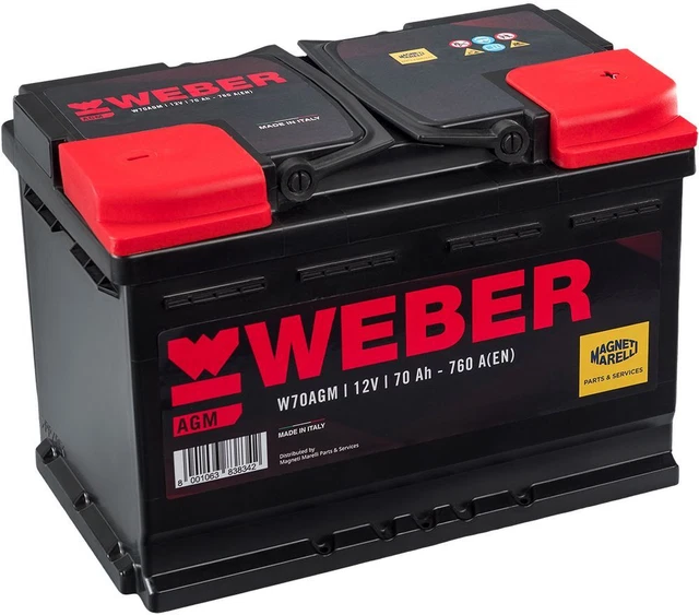 70 AH WEBER Agm 12V 70Ah 760A B13 MARELLI MAGNETS Car Battery £138.83 ...