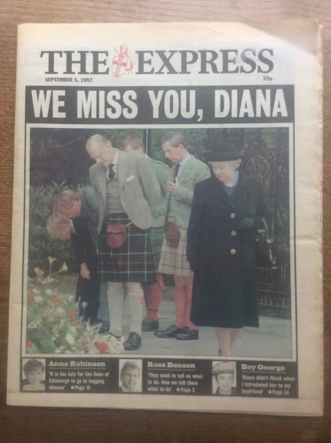 EXPRESS NEWSPAPER DEATH of Princess Diana Original Sept 5 1997 Diana ...