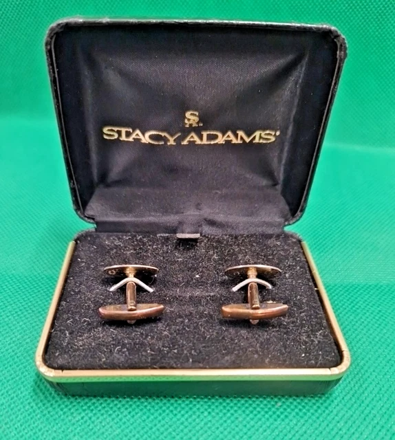 VINTAGE CUFFLINKS 9CT Gold On Silver JA&S Maker In A Stacy Adams Box £9.99 - PicClick UK