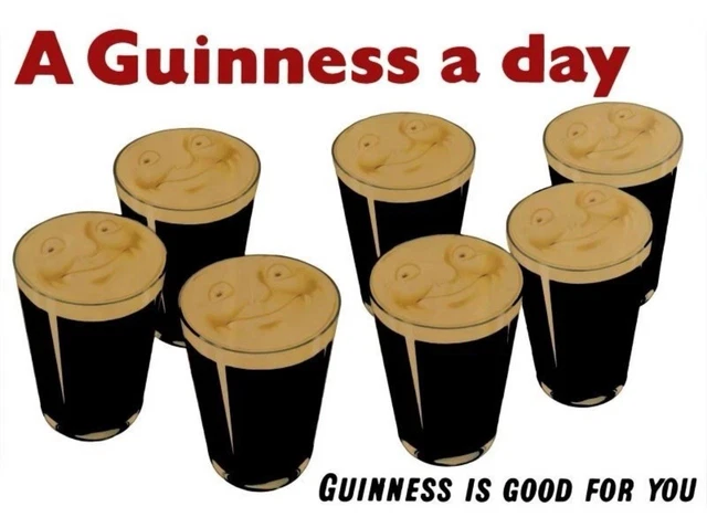 GUINNESS BEER AD Aluminum Retro Remake Sign Alcohol 12x8in Vintage ...