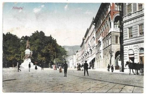 CARTOLINA DI TRIESTE ,VIA GIULIA E MONUMENTO ROSSETTI - 1910 Ca. non ...
