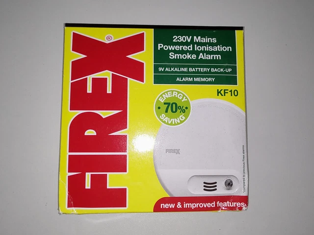 FIREX KF10 SMOKE Alarm 230V Mains Powered with 9V Battery Backup £27.99 ...