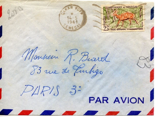 LETTRE DE DAKAR république du Sénégal par avion pour Paris 1961 EUR 1,00 - PicClick FR