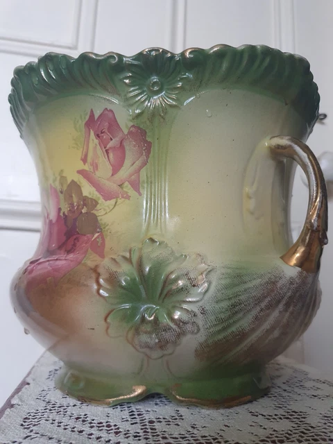 LARGE VINTAGE CERAMIC Plant Pot Planter Cachepot Jardiniere Across 25cm ...