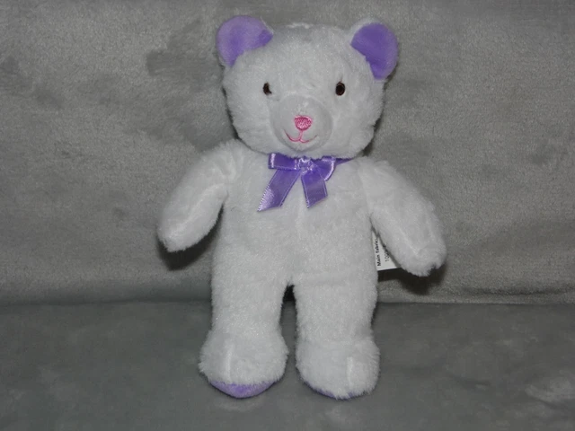 ASDA TEDDY BEAR soft toy white purple lilac £10.49 - PicClick UK