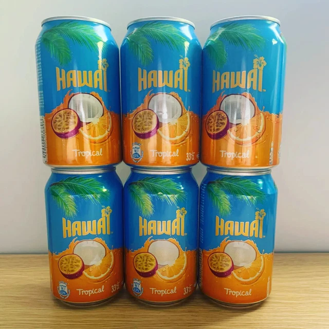 HAWAI 33CL CANS x 6, Carbonated Soft Drink With Tropical Flavor ...