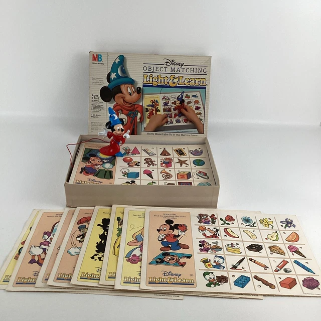 DISNEY MICKEY MOUSE Object Matching Game Light & Learn MB Vintage 1986 ...