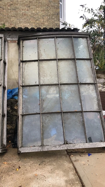 PAIR OF ENORMOUS 3m x 2m architectural salvage 16 panel gothic bay ...