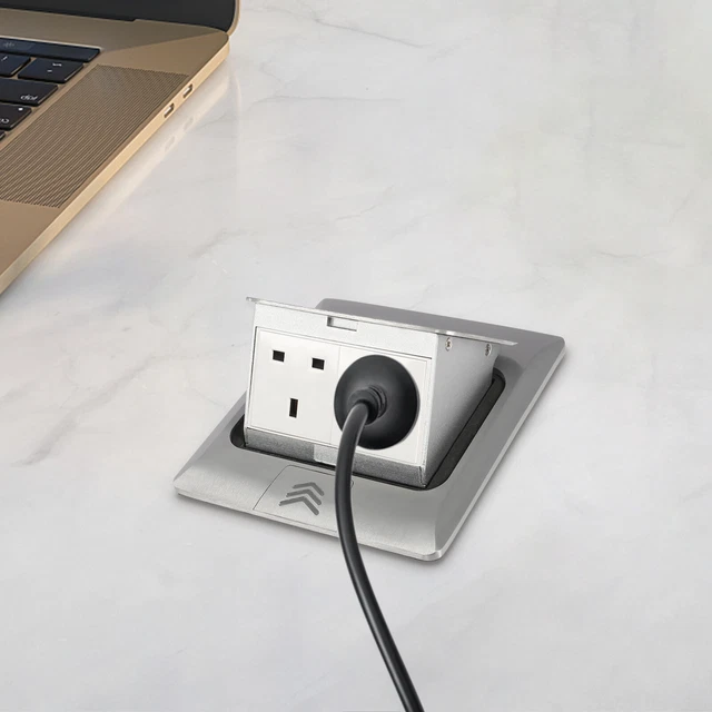 PULL POP UP 2 Socket Office Kitchen Worktop Socket Waterproof Floor ...