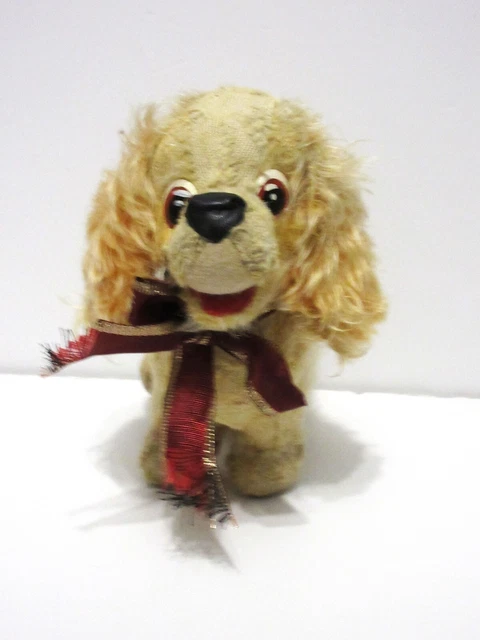 1950'S/60'S MERRYTHOUGHT MOHAIR "Lady" dog. "Regd Design" label. 7" l x ...