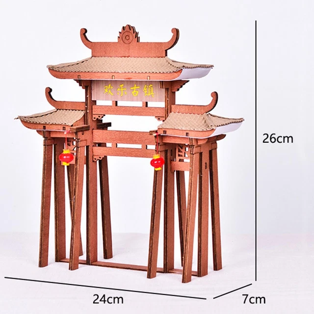 DIY TORII GATE Assembly Kit Chinese Ancient Pavilion Model Chinese ...