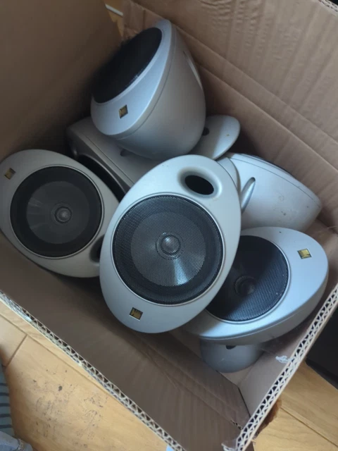 KEF HTS2001 EGG-SHAPED Surround Speakers 6 x Silver (no stands ...