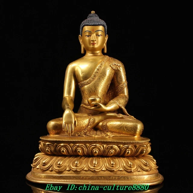 9.8 &CUIVRE TIBÉTAIN 24K peinture d'or Shakyamuni Amitabha statue EUR 2.208,00 - PicClick FR