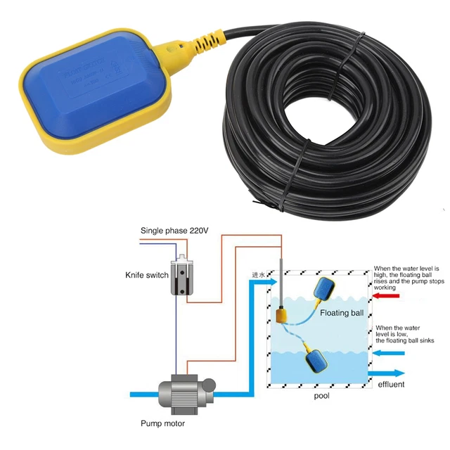 FLOAT SWITCH LIQUID Fluid Water Level Sensor Pump Tank Pond Controller ...