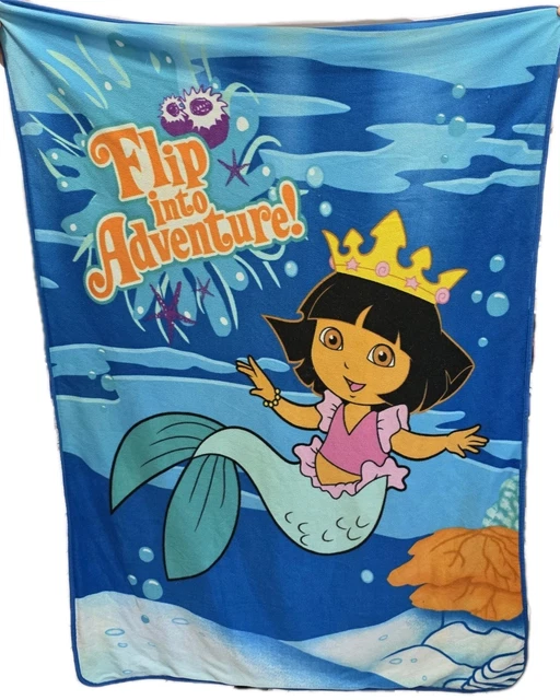 RARE VINTAGE NICK JR Dora the Explorer Big Blanket Flip Into Adventure ...