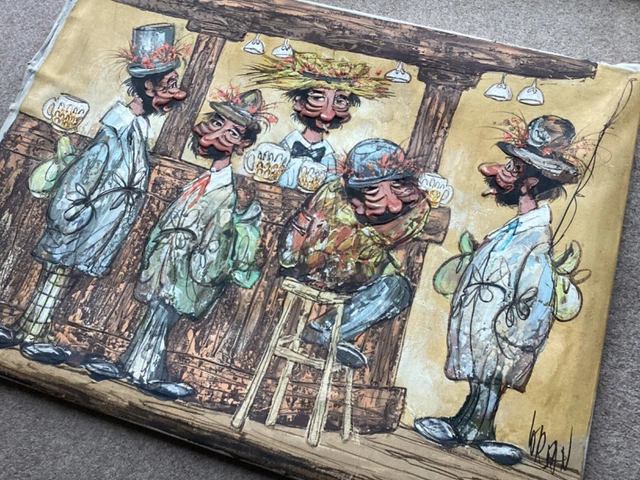 LARGE VINTAGE 1960S Tramp Art Israeli Artist Rama Lorian Signed Impasto ...