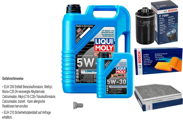BOSCH INSPECTION SET 6 LIQUI MOLY Longue Date High Technologie 5W-30 pour Audi EUR 154,54 ...