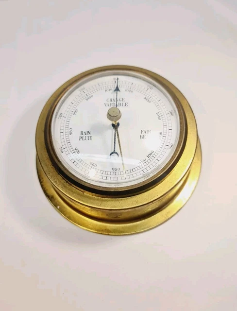 VINTAGE ROUND BRASS Aneroid Weather Barometer - Made in West Germany £ ...
