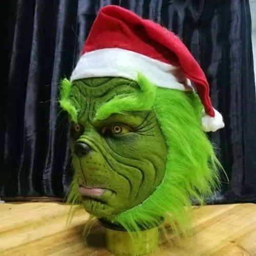 2026 THE GRINCH Full Head Latex Mask Xmas Hat Monster Adult Costume ...