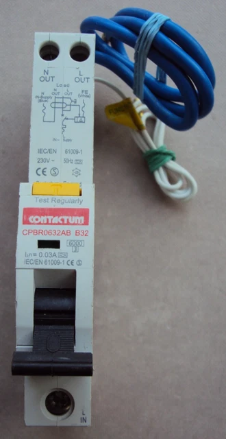 CONTACTUM CPBR0632AB B32 32A 30mA TYPE B SP RCBO 6000 IEC/EN 61009-1 ...