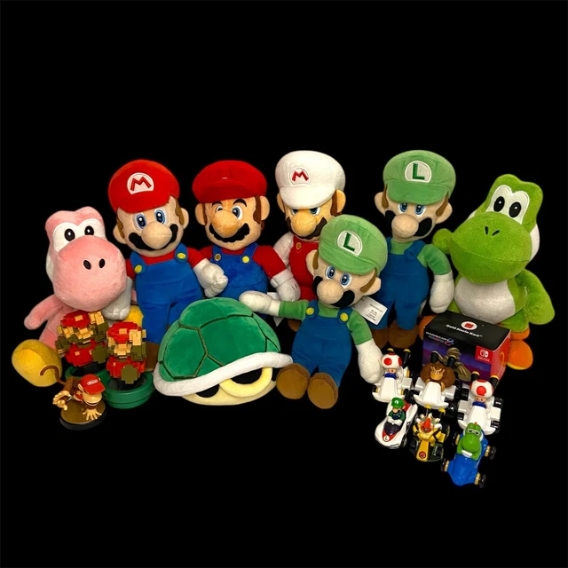 SUPER MARIO PLUSH Lot Luigi Yoshi Koopa Shell Nintendo Amiibo ...