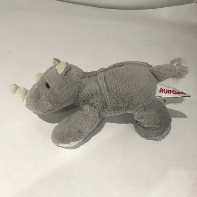 AURORA RHINO RHINOCEROS Grey Laying Soft Plush Toy 8” £4.34 - PicClick UK