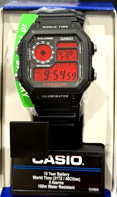 &BLOOD RED& CUSTOM Color Mod - Casio AE-1200 Royale World Time ...