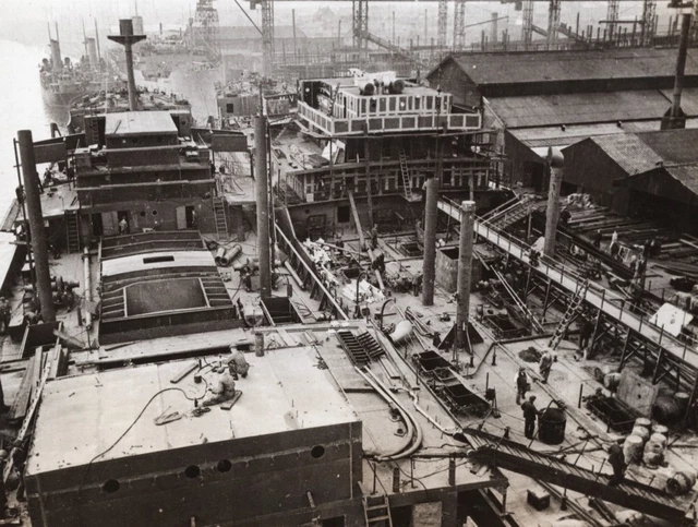 ENGLAND SHIPBUILDING SHIPYARD Cargo Ship & Tanker being built Old Photo ...